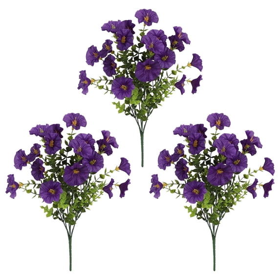 3PC Artificial Flowers Outdoor Fake Silk Plants Realistic Morning Glory ...