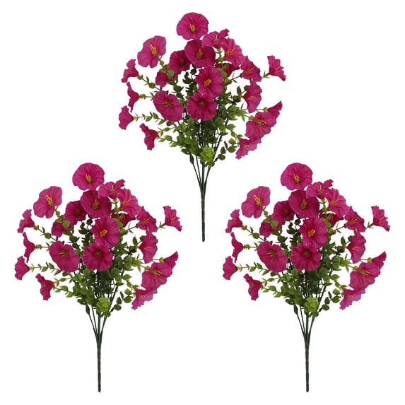 3PC Artificial Flowers Outdoor Fake Silk Plants Realistic Morning Glory ...