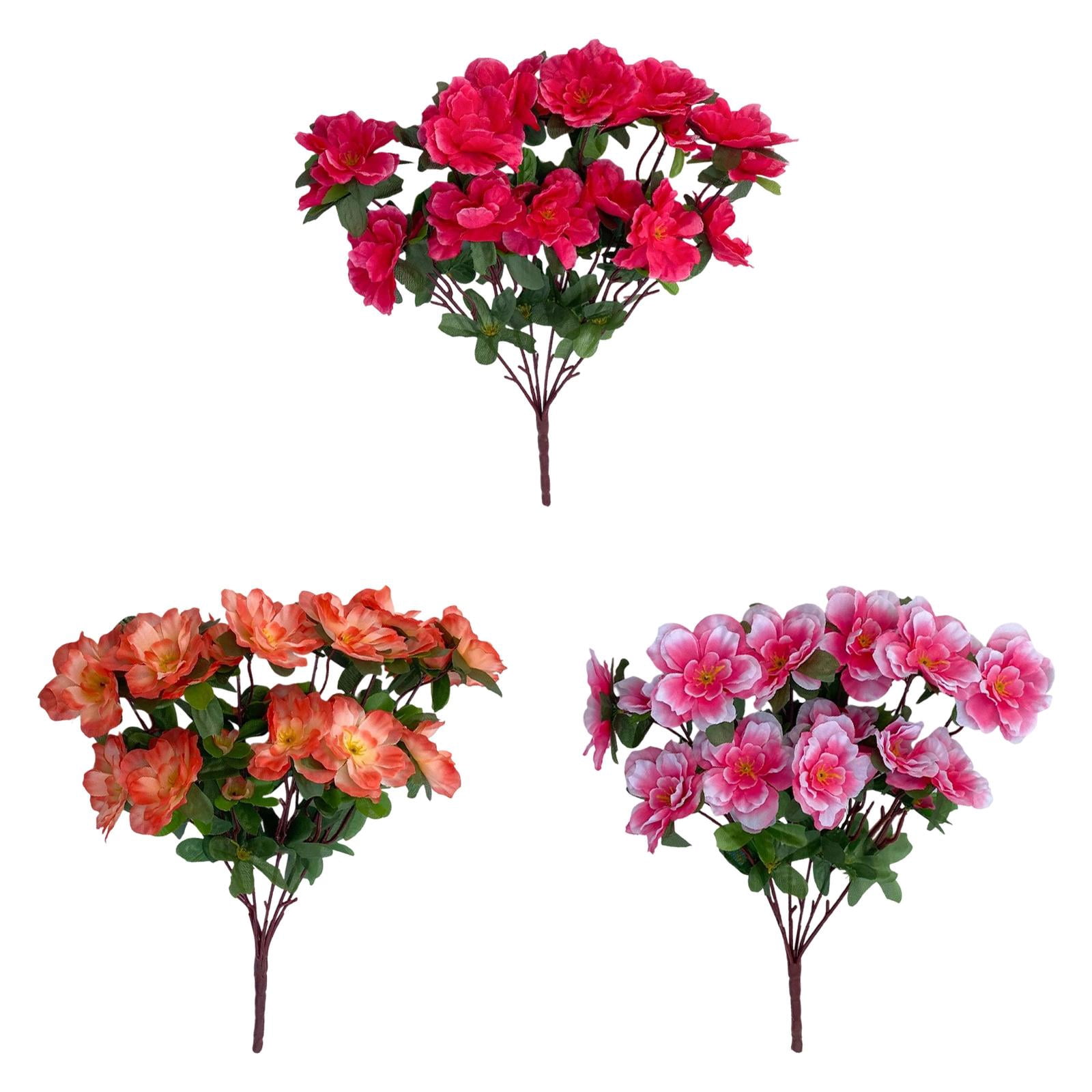 3PC Artificial Plastic Azalea Bouquet Branch Sized Handheld Flower ...