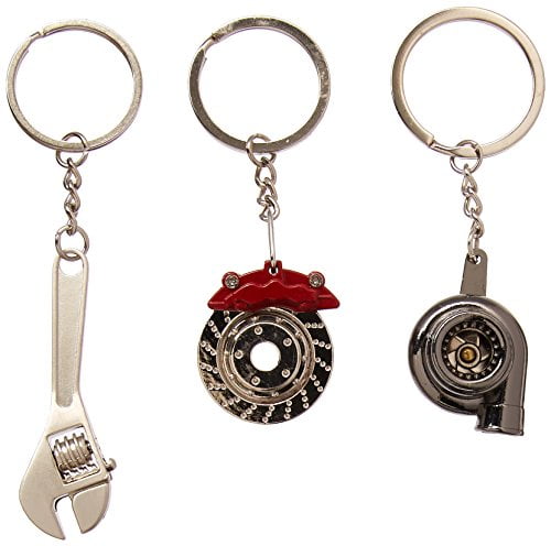 3PC Auto Gift Set - Spinning Turbo Keychain & Rotor Key Chain & Micro ...