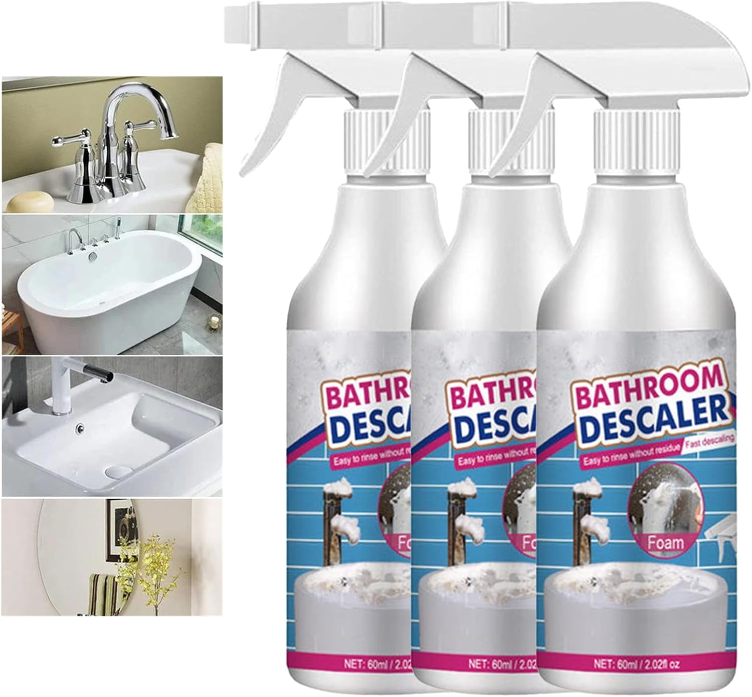 3PC Bathroom Descaler Cleaner, Stubborn Stains Cleaner, All-Purpose ...