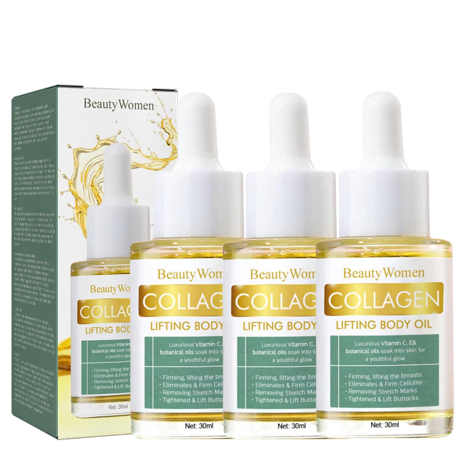 3PC Beauty Women Collagen AKF18 Lifting Body Oil, Collagen Lifting Body ...