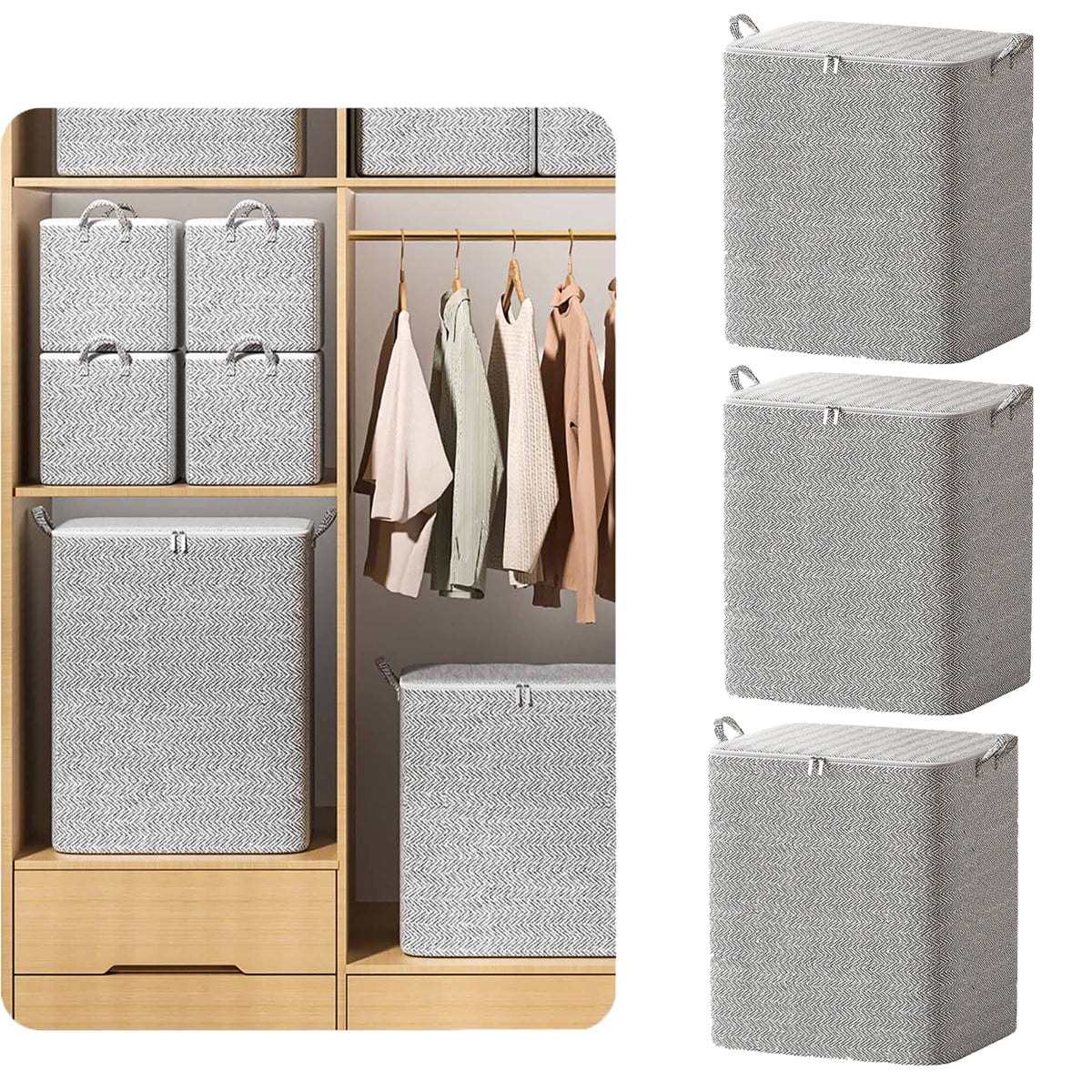 3PC Blanket Storage For Living Room,Non-Woven Zipper Storage Bag ...