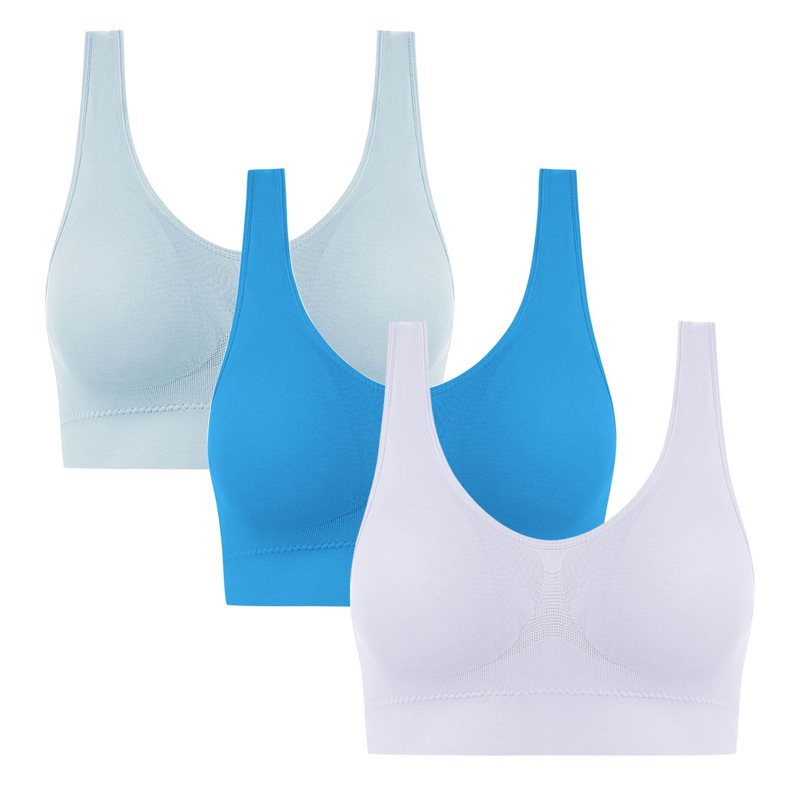 3PC Bra for Women Wireless Padded Bras Plus Size Supportive Seamless ...
