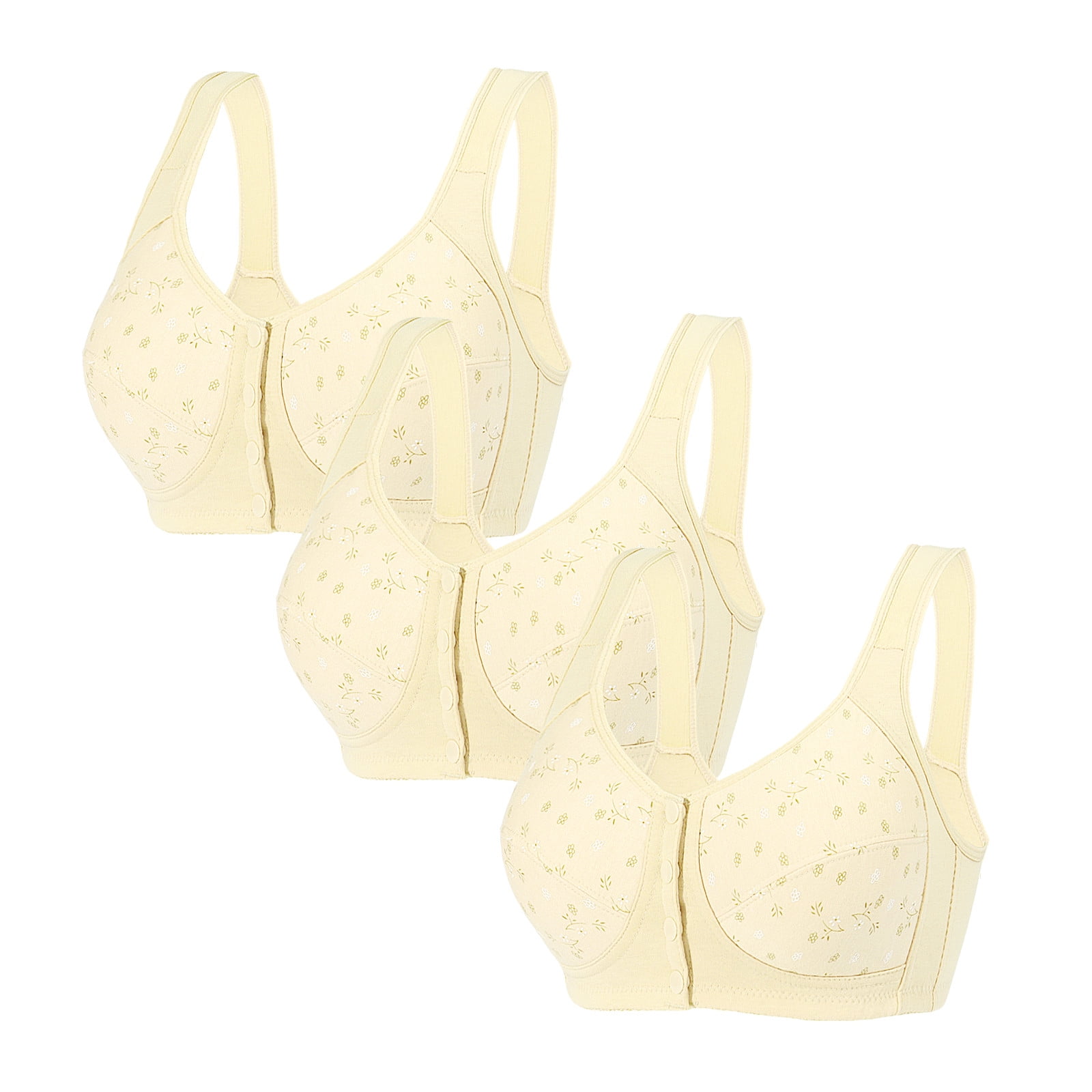 3PC Bras for Older Women Plus Size Front Closure Comfort Soft Bras No ...