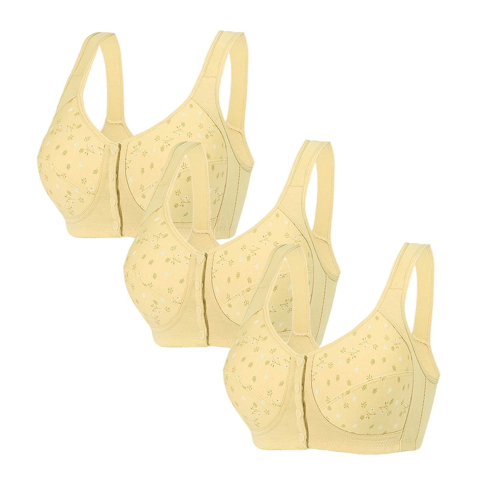 3PC Bras for Older Women Plus Size Front Closure Comfort Soft Bras No ...