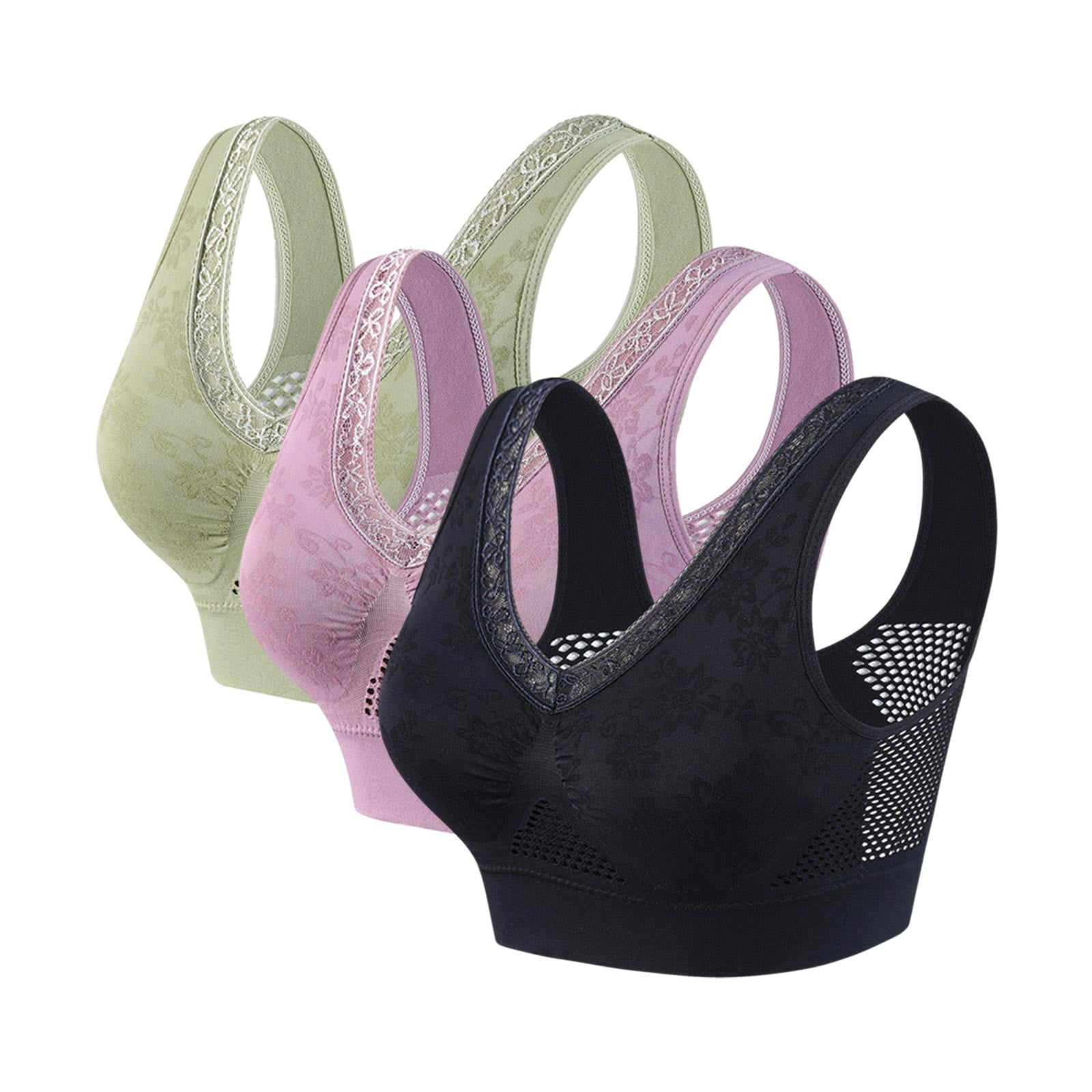 3PC Bras for Women , Middle Aged and Elderly Bras Wirefree Large Size ...