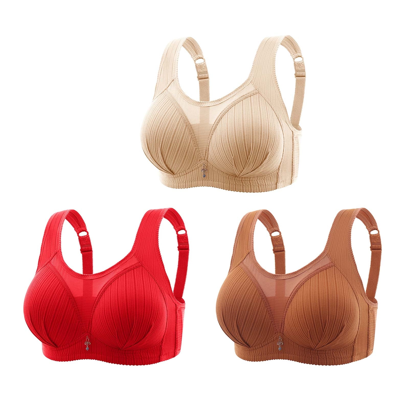 3PC Bras for Women Plus Size Push up Comfortable Front Closure Bras ...