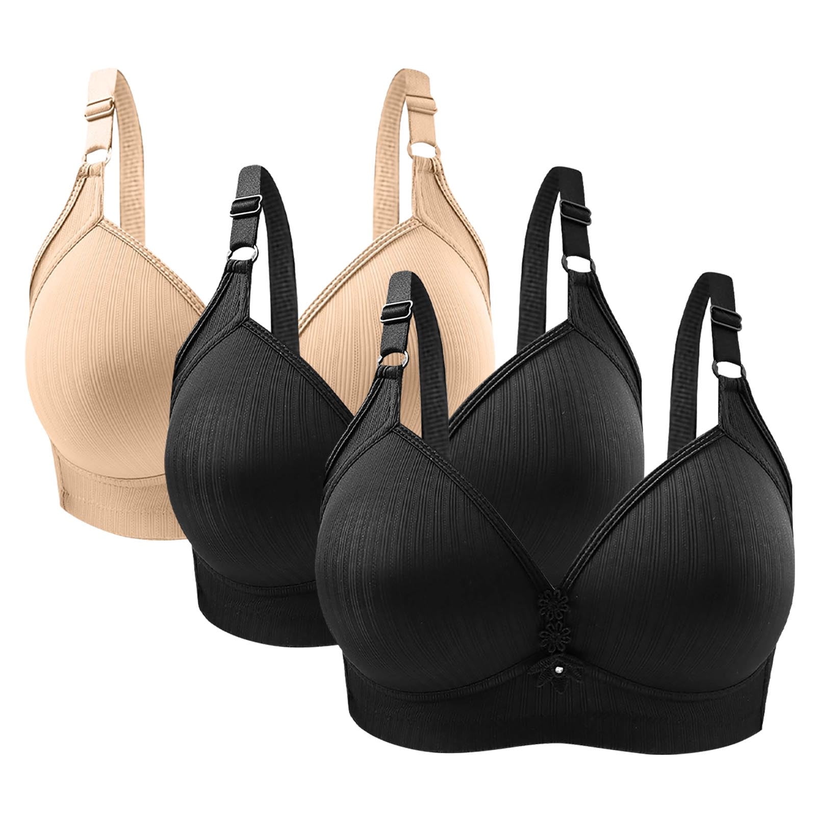 3PC Bras for Women Seamless No Underwire Full Coverage Adjsutable ...