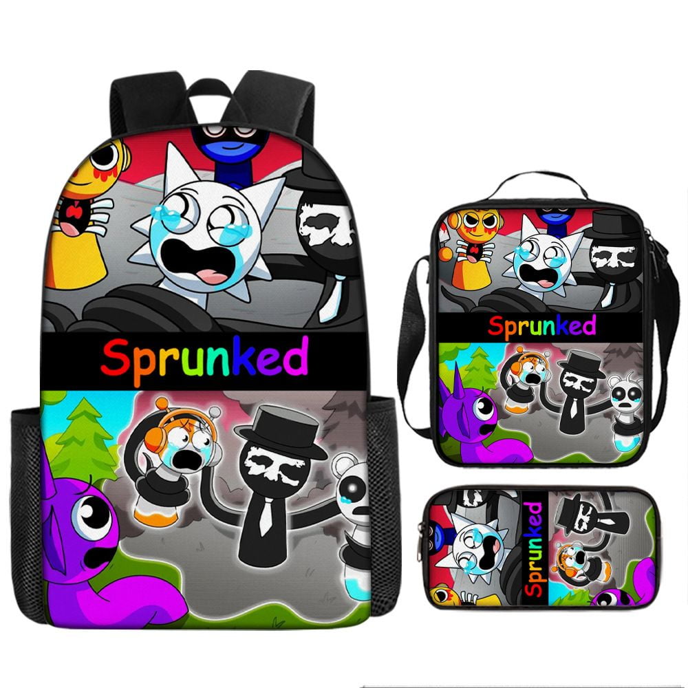 3PC Cartoon Game Large Capacity Sprunki Backpack for Men and Women ...