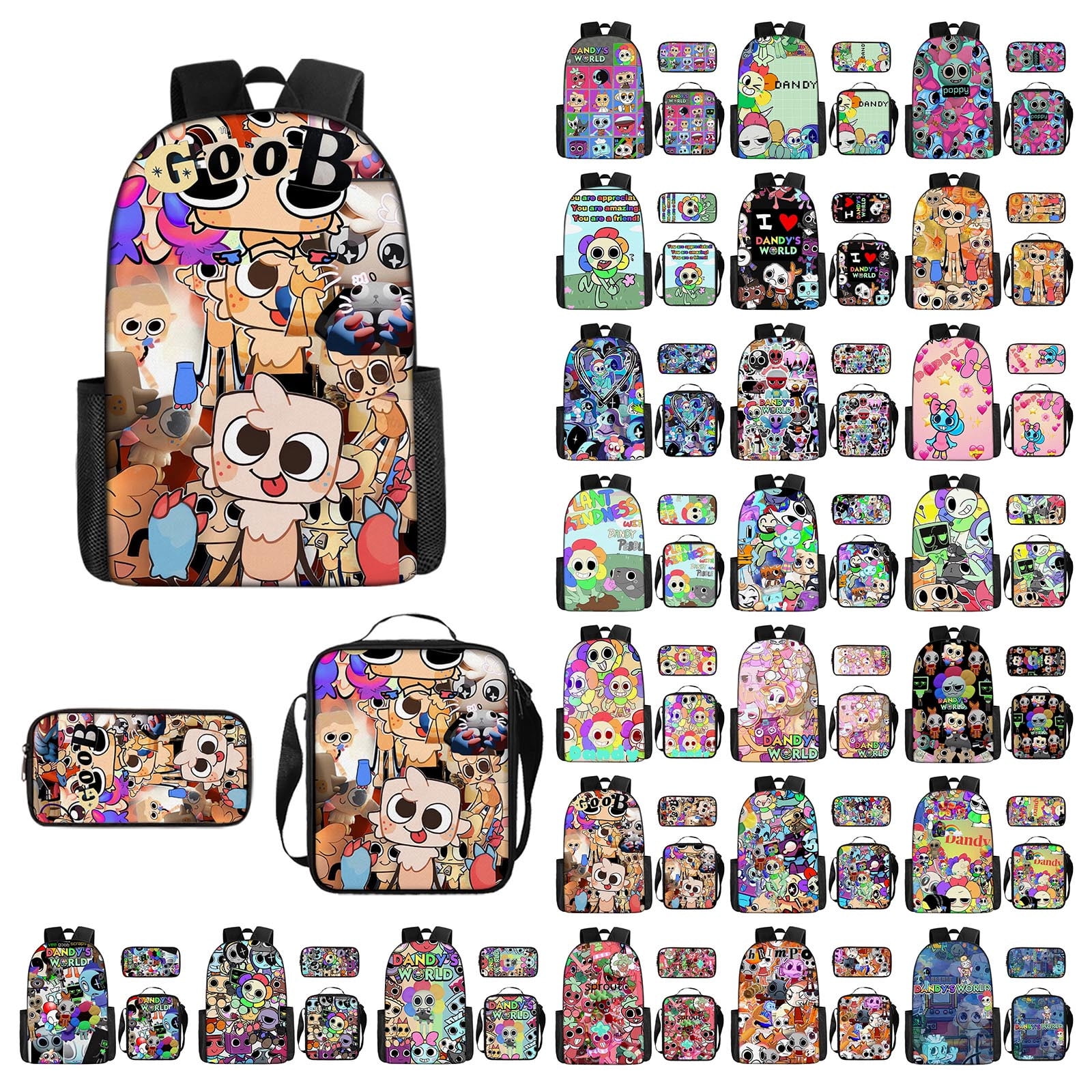 3PC Dandy’s world Backpack, 16.54 Inches Backpack for Students, Anime ...