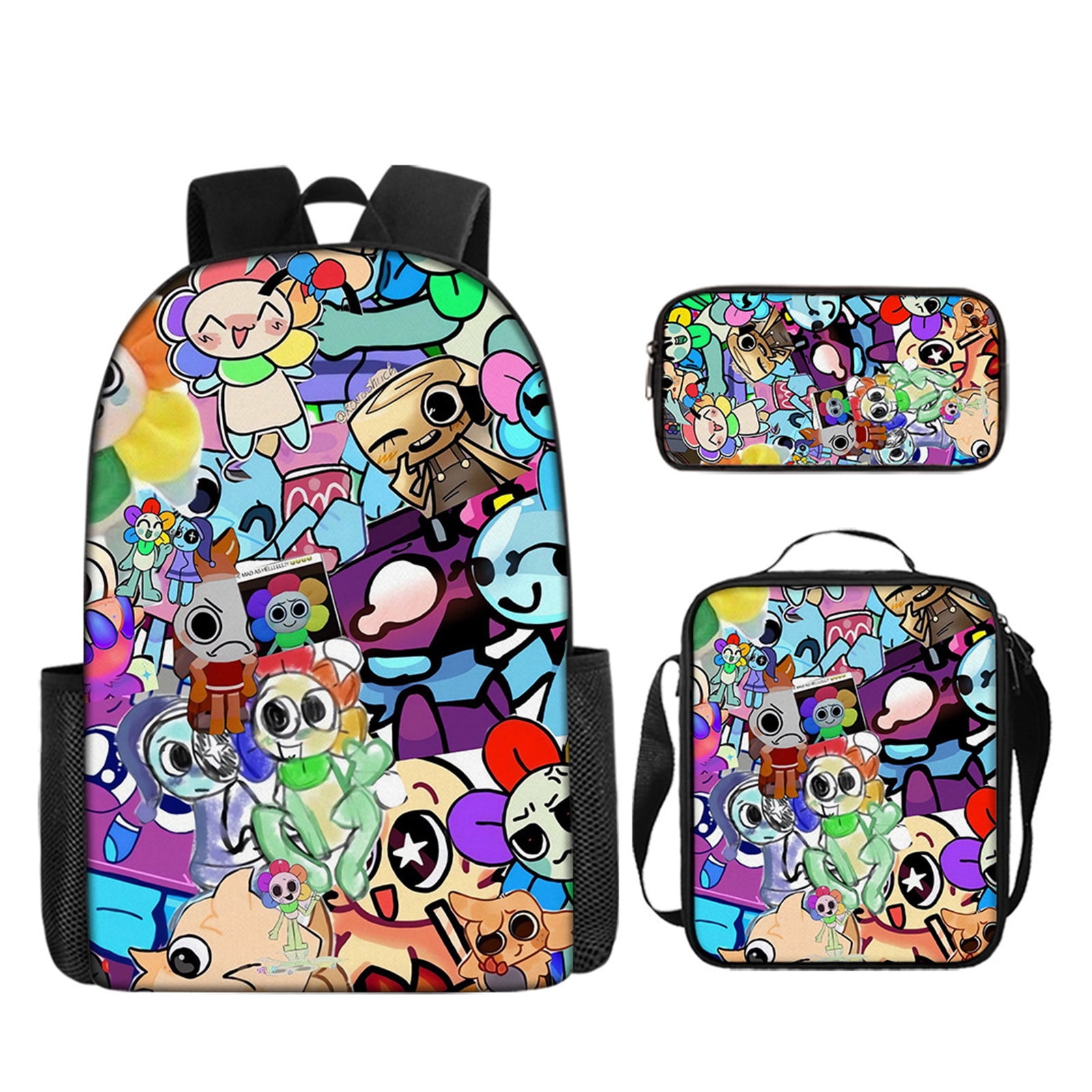 3PC Dandy’s world Backpack for Students - Cute Cartoon Printed Backpack ...
