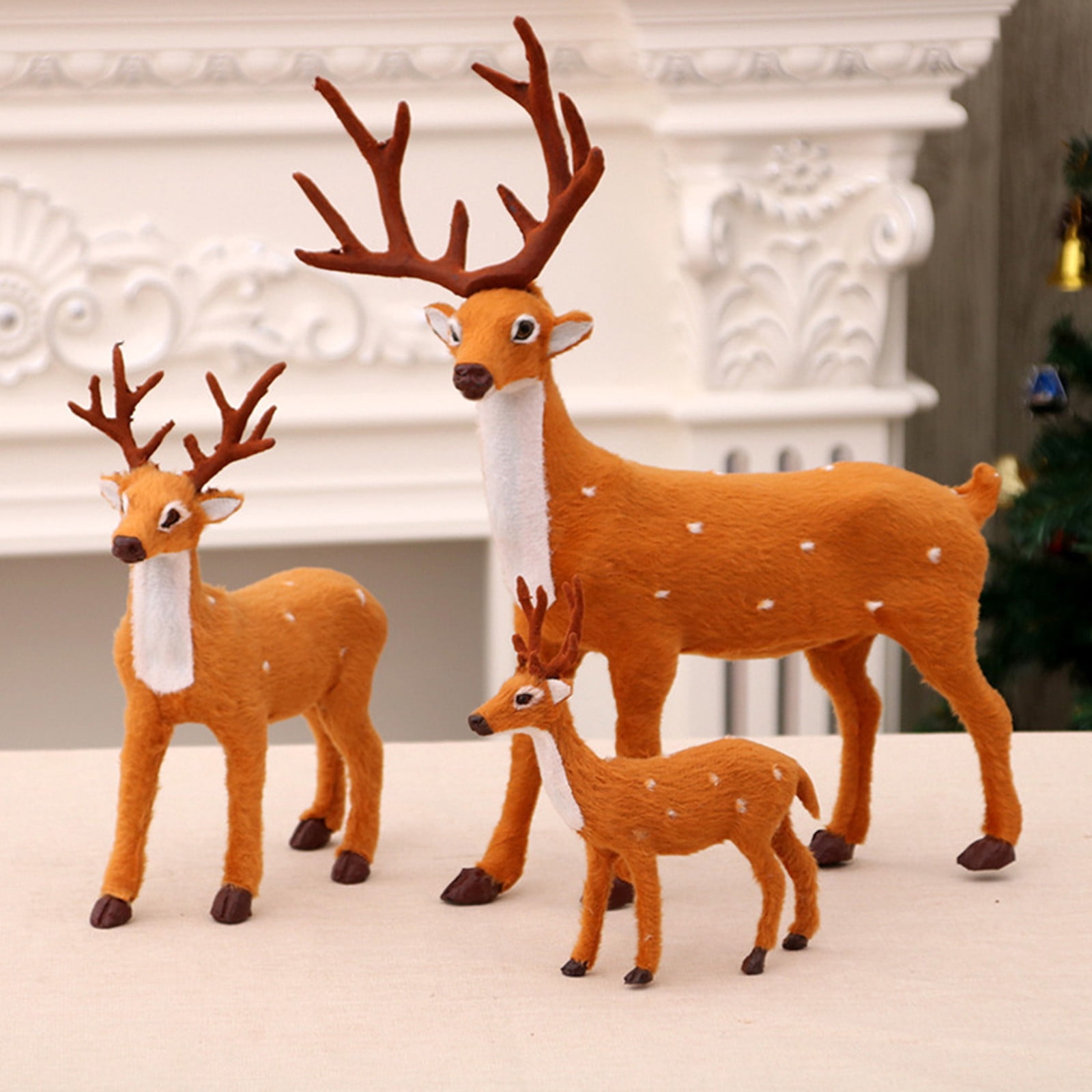 3PC Deer Decorative Figurine,Sika Deer Decorations ,Plastic Christmas ...