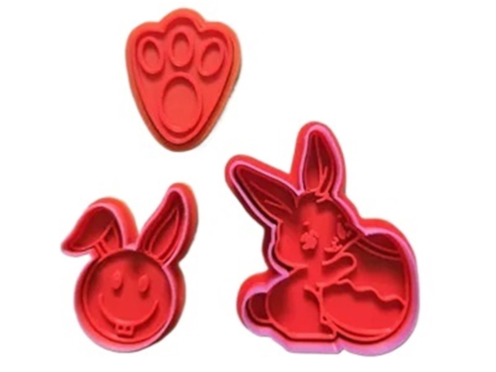 3PC Easter Bunny Egg Claw Smiley Face Cookie Mold Plasticine 3D ...