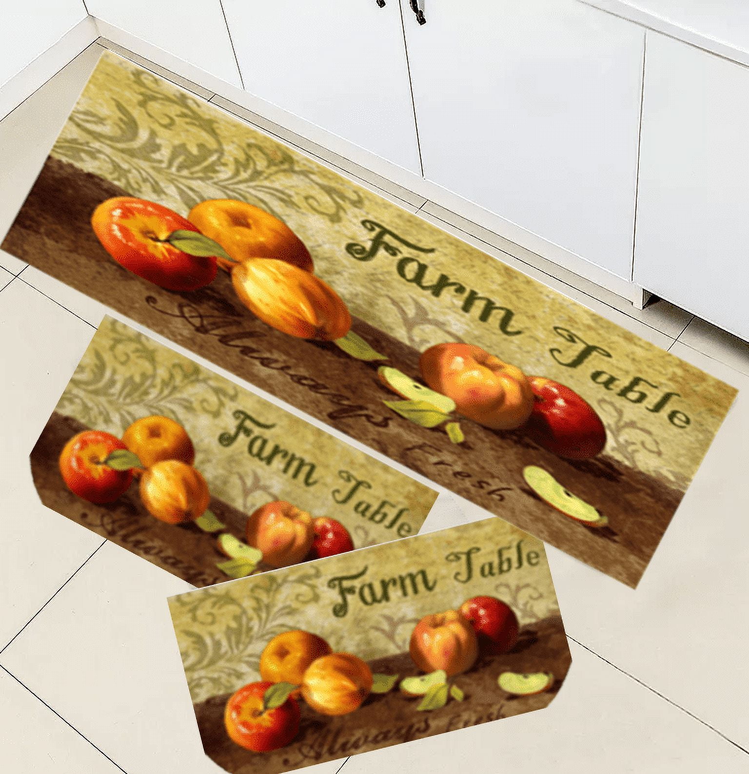 Catalina Home 3PC Multicolor Fruits Kitchen Rug Set, Machine Washable ...