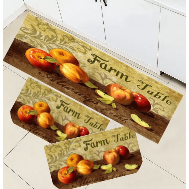 Catalina Home 3PC Multicolor Fruits Kitchen Rug Set, Machine Washable ...