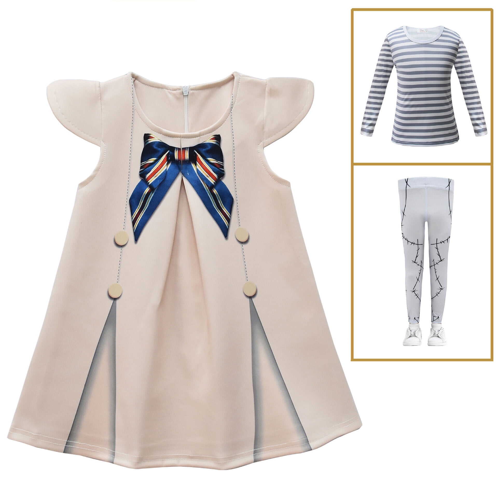 3PC Girls Megan Doll Cosplay Dress Sets Halloween Costume w/T-shirt ...