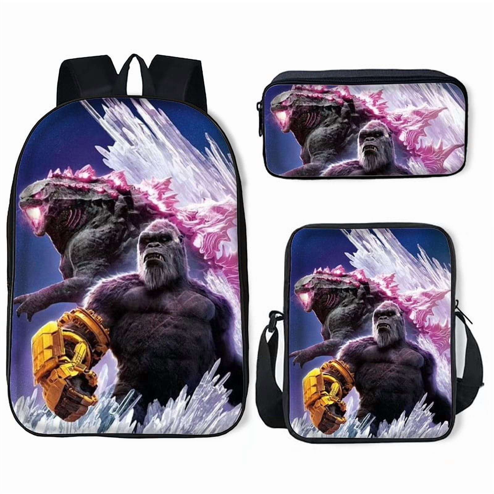 3PC Godzilla backpack large capacity multifunctional Godzilla schoolbag ...
