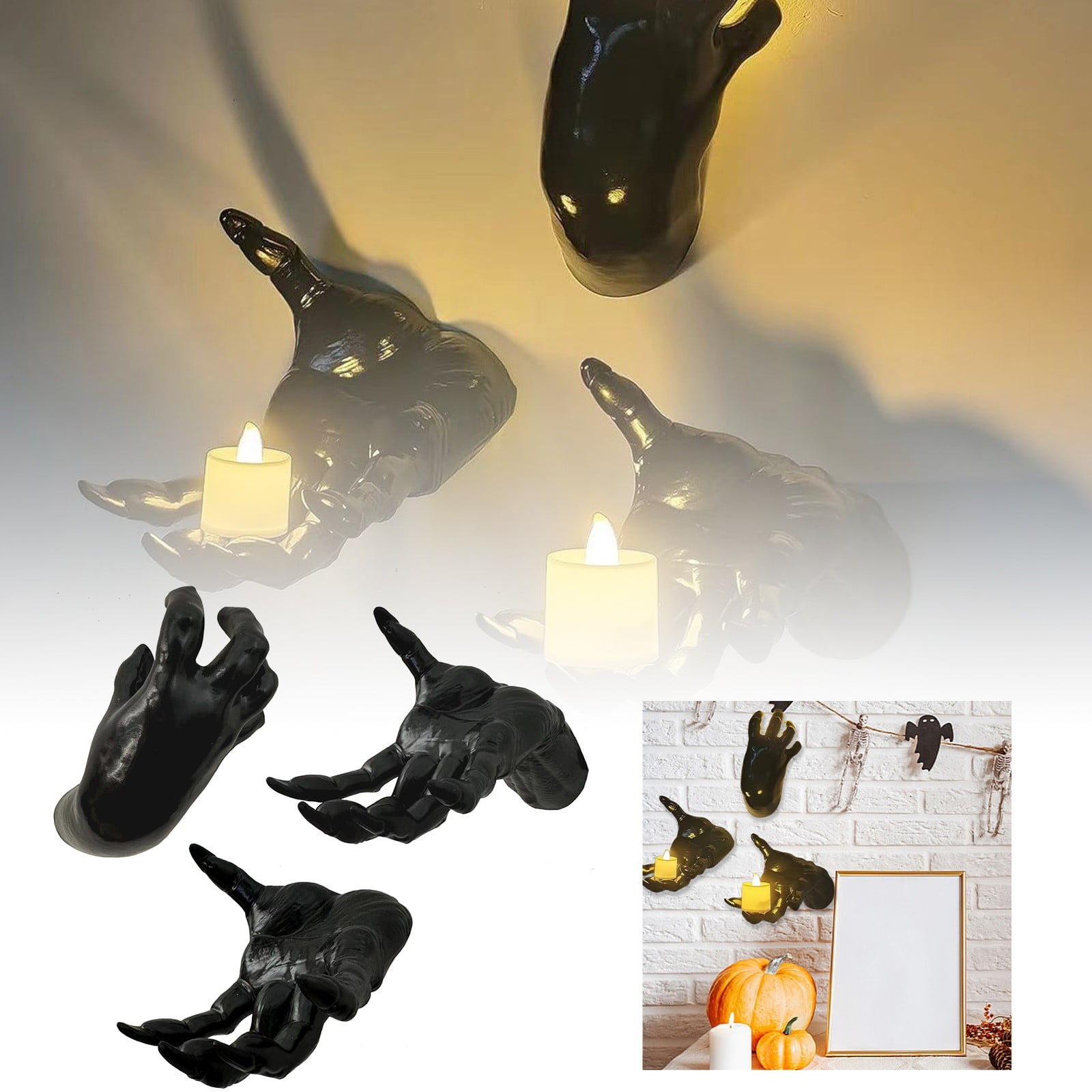 3PC Halloween Decorations, Pack of 3 Wall Mounted Creepy Reaching Hands ...