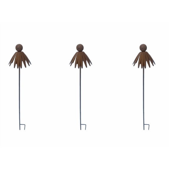 3PC Hot Deal! Iron Flower Petal Ground Stake, Weatherproof Hand Forged ...