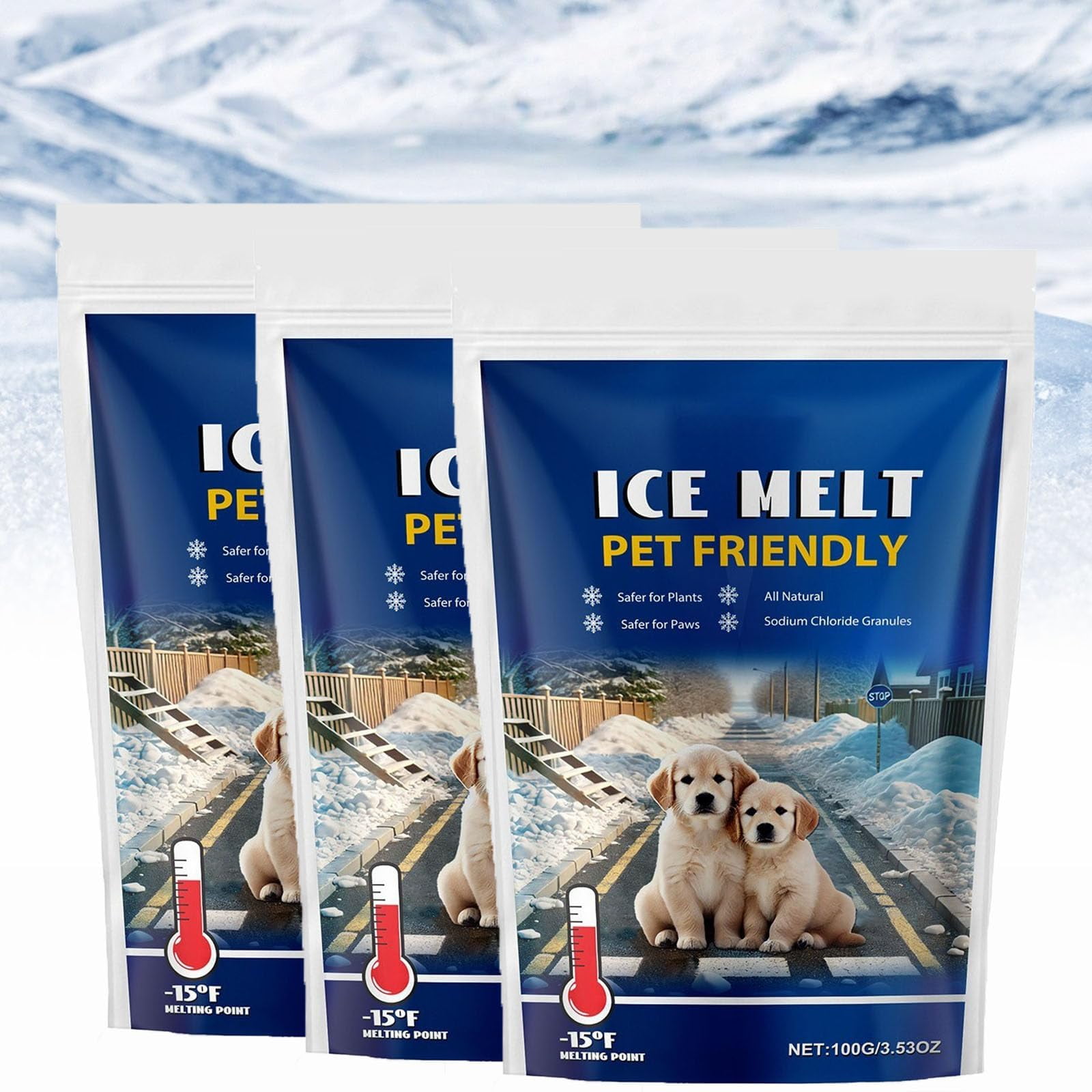 3PC Ice Melt Pet Friendly Ice and Snow Melter, Plant and Concrete ...