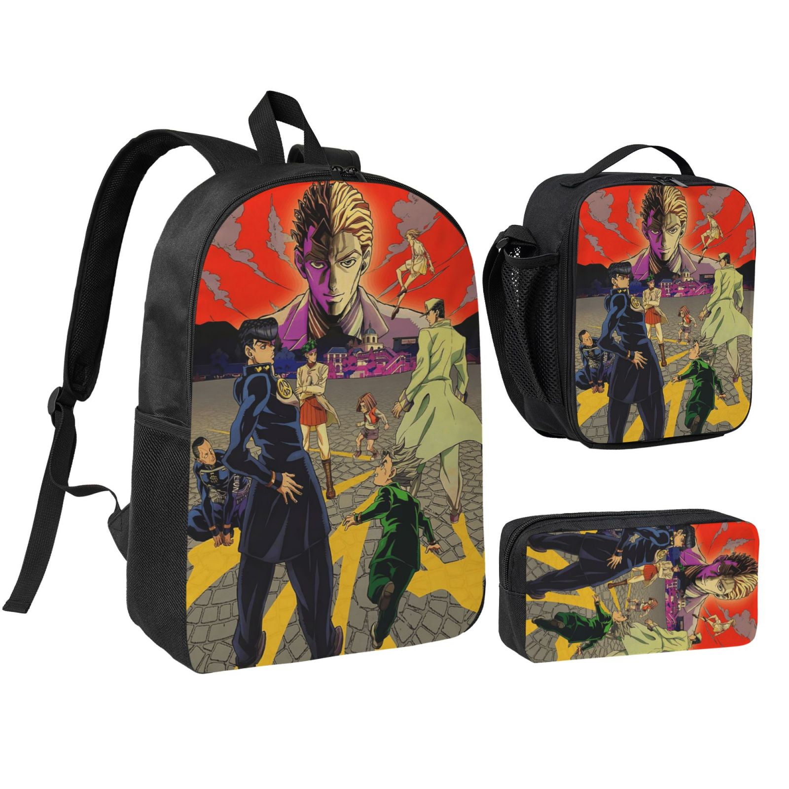3PC JoJos Bizarre Adventure Backpack Set,backpacks ,lunch bag ,case ...