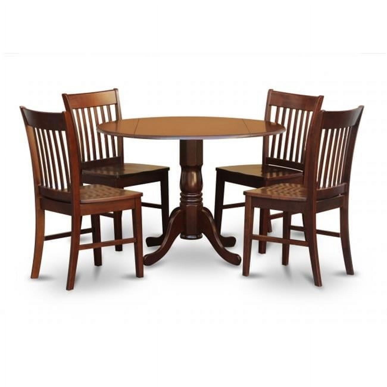 3PC Kitchen Round Table with 2 Drop Leaves and 2 Slatted-back Chairs ...