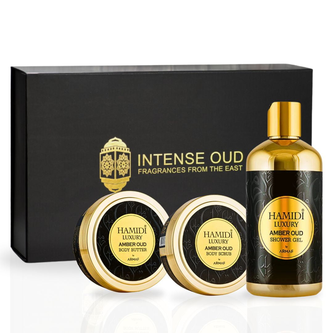 3PC LUXURY AMBER OUD - Bath & Body Magnetic Gift Set Box By Hamidi ...