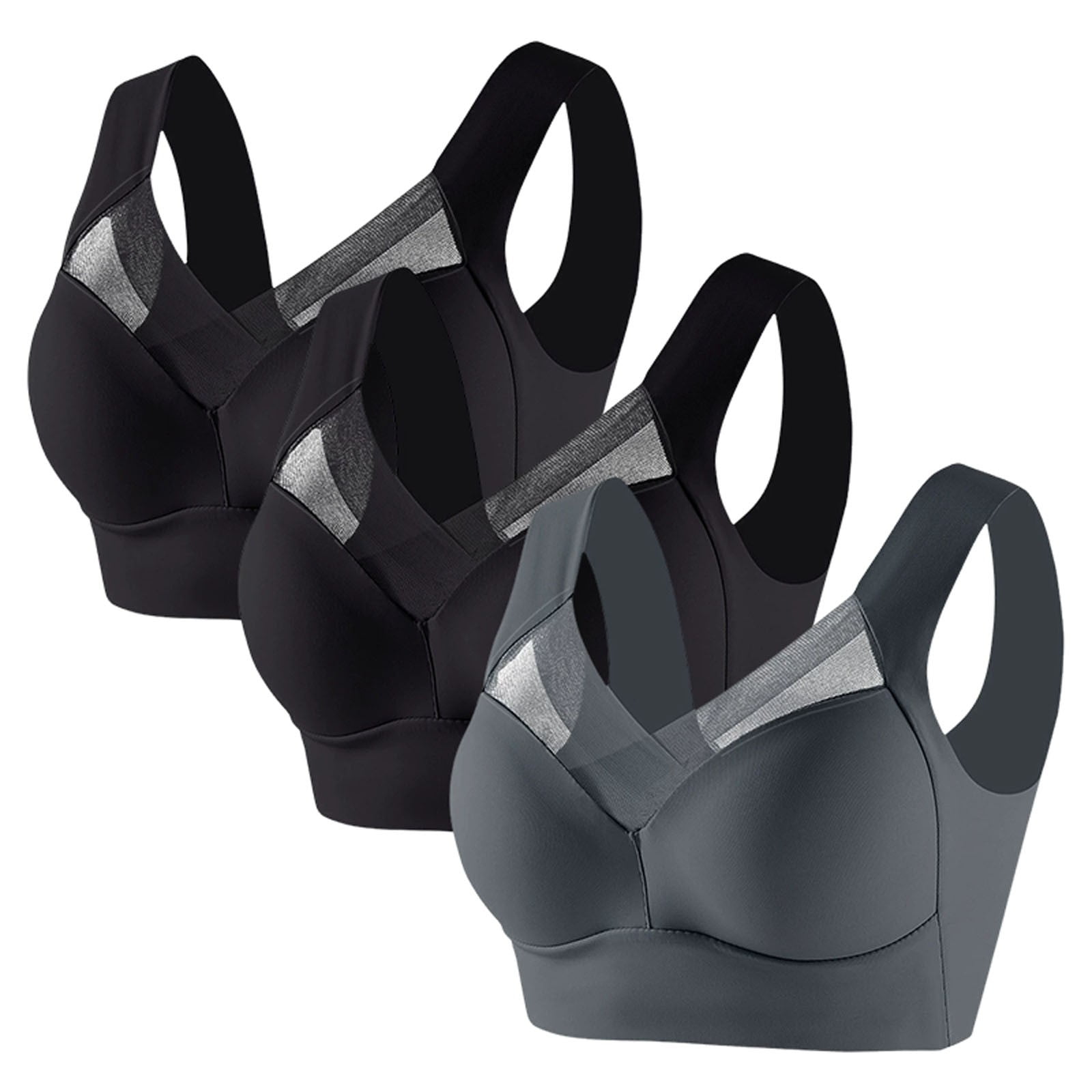 3PC Lightweight Wireless 3PCBra, Comfort Lightweight Wireless 3PCBras for Seniors, Plus Size ...