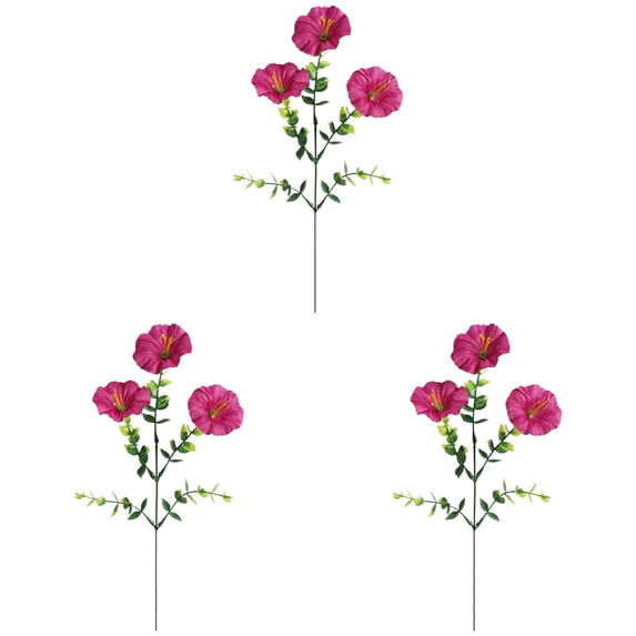 3PC Long Stem Artificial Morning Glory Flowers, Weather Resistant Faux ...