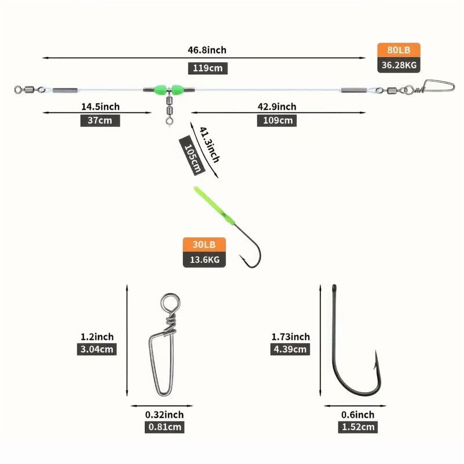 3PC Luminous String Hook Fishing Set Single Double Hook Triple Hook ...
