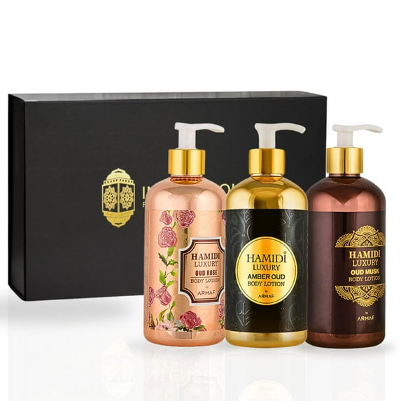 3PC Luxury Body Lotion Trio Gift Set Magnetic Box By Hamidi | Ultra ...
