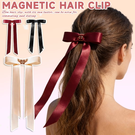 3PC Magnetic Bow Hair Clip 13.78 In Butterfly Hairs Clip with Long Tail ...
