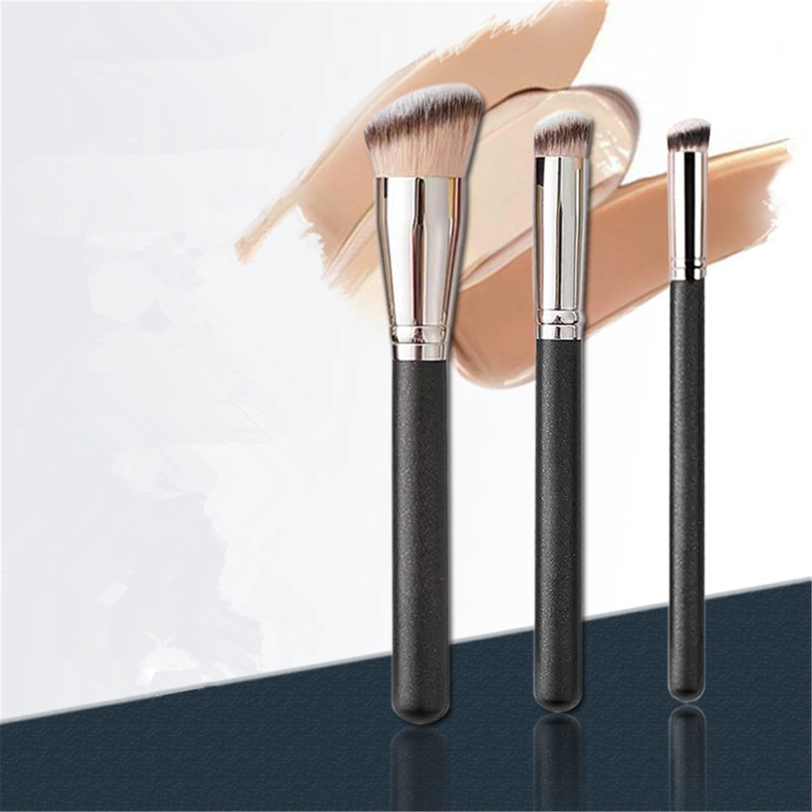 3PC Makeup Brush Set for Foundation Contouring Blending - Handle ...