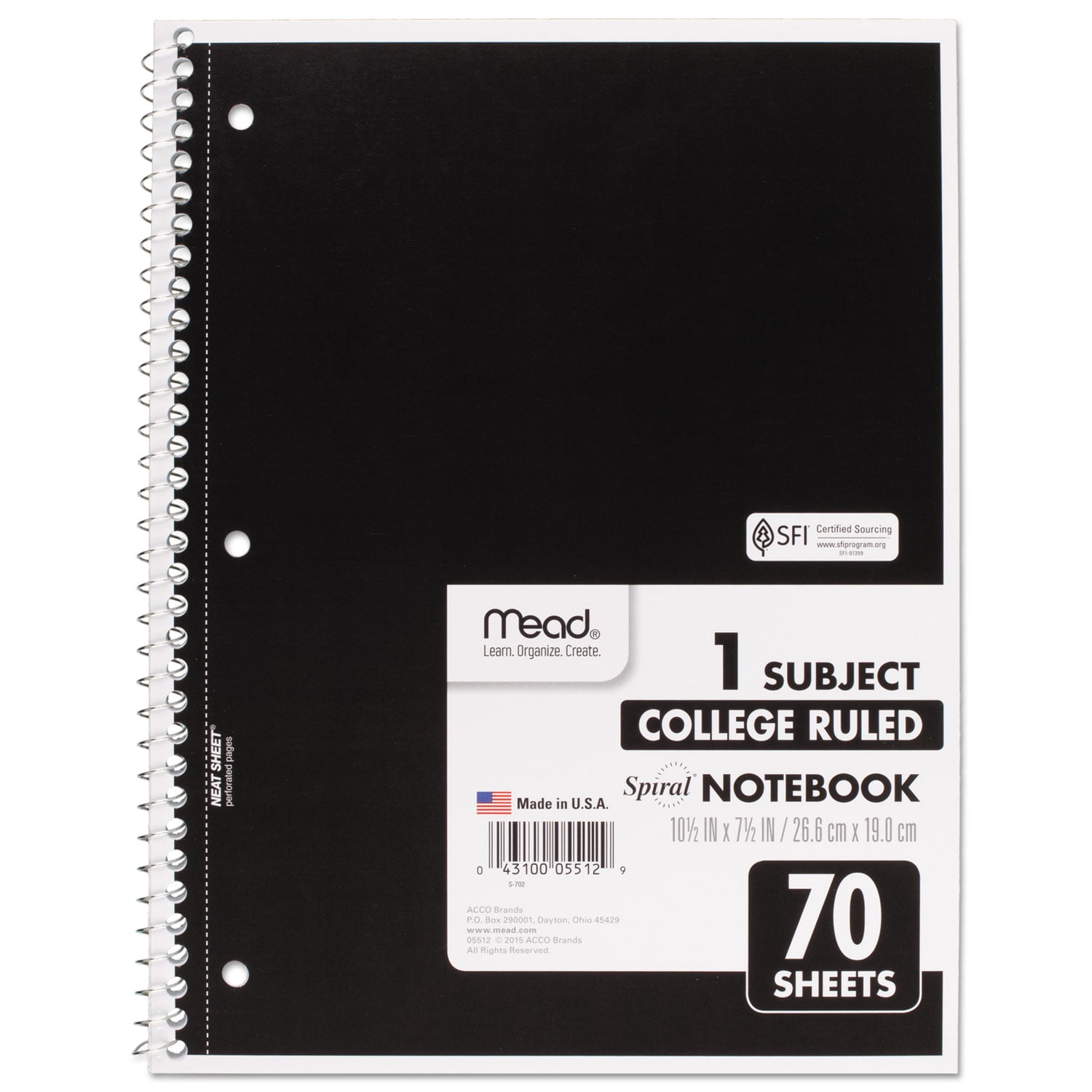 3PC Mead Spiral Notebook, 3-Hole Punched, 1-Subject, Medium/College ...