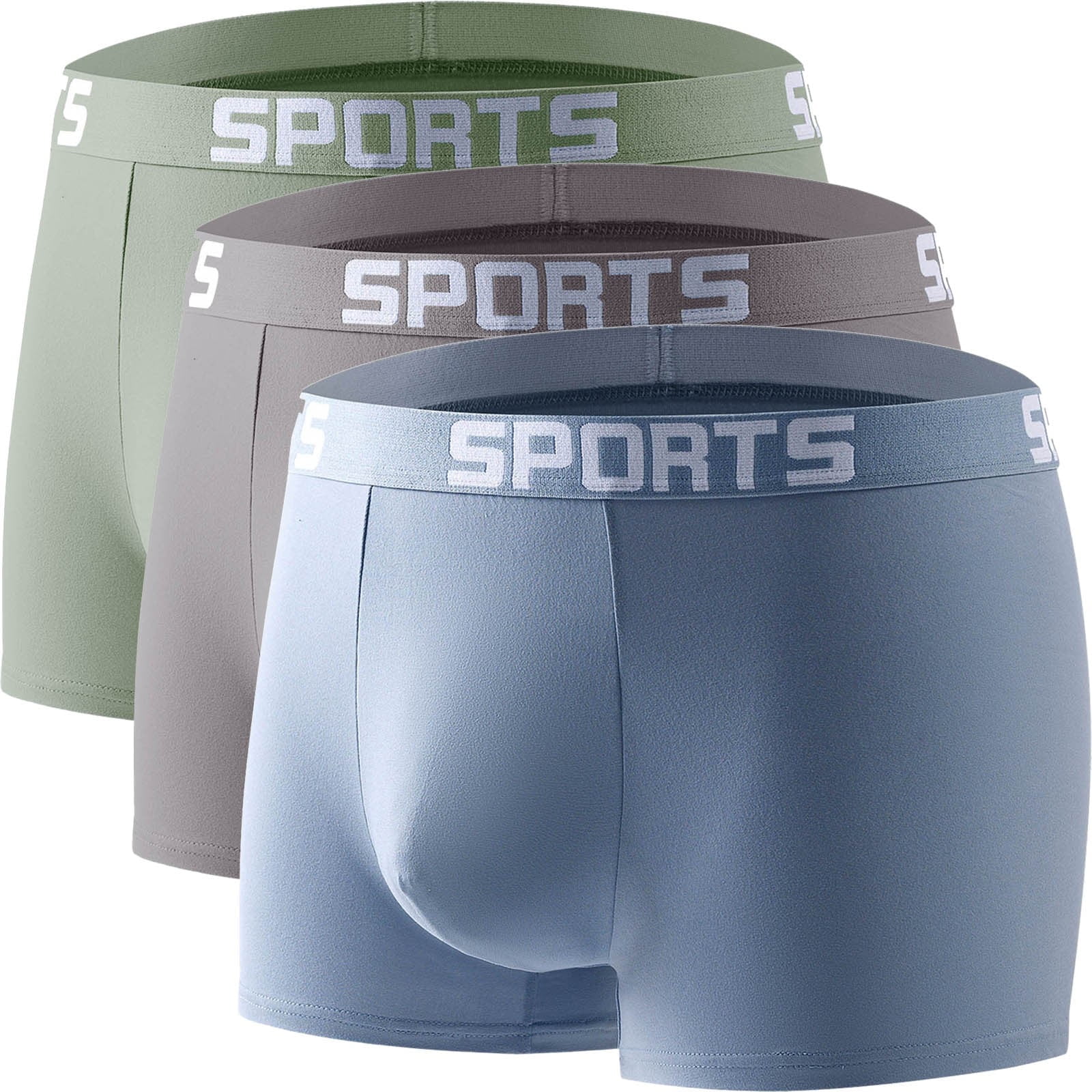3PC Men's Cotton Boxer Briefs, Athletic Comfortable Breathable ...