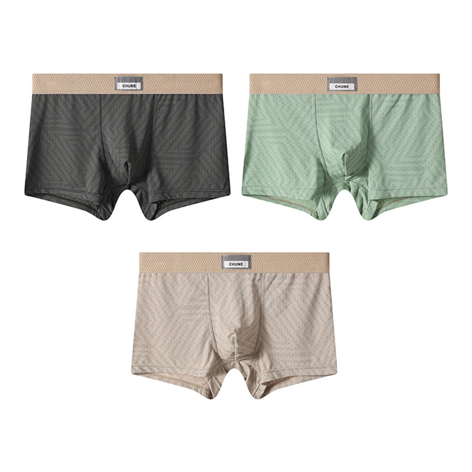 3PC Men's XL Gray Boxer Briefs - Nylon Spandex Blend, Stretchy ...