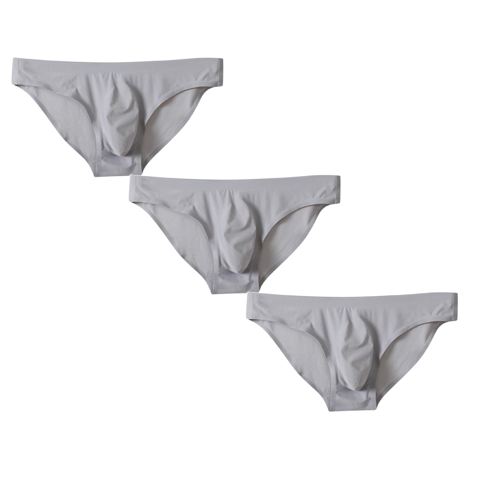 3PC Mens Solid Color Seamless Briefs Ultra Thin Breathable Ice Silk Men ...
