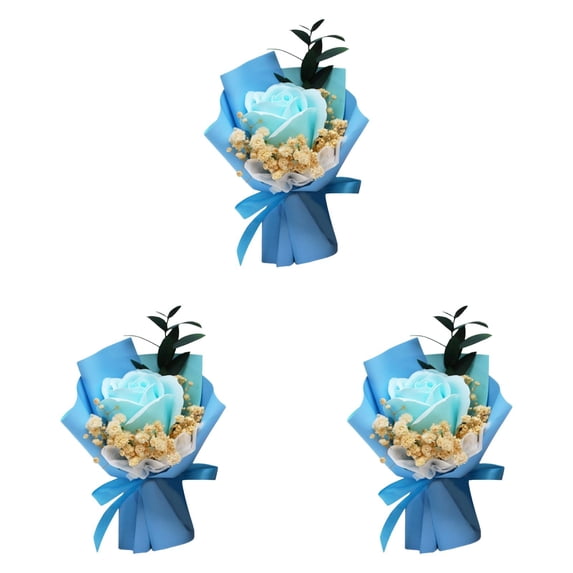 3PC Mini Artificial Rose Bouquet, Small Silk Rose Arrangement for ...
