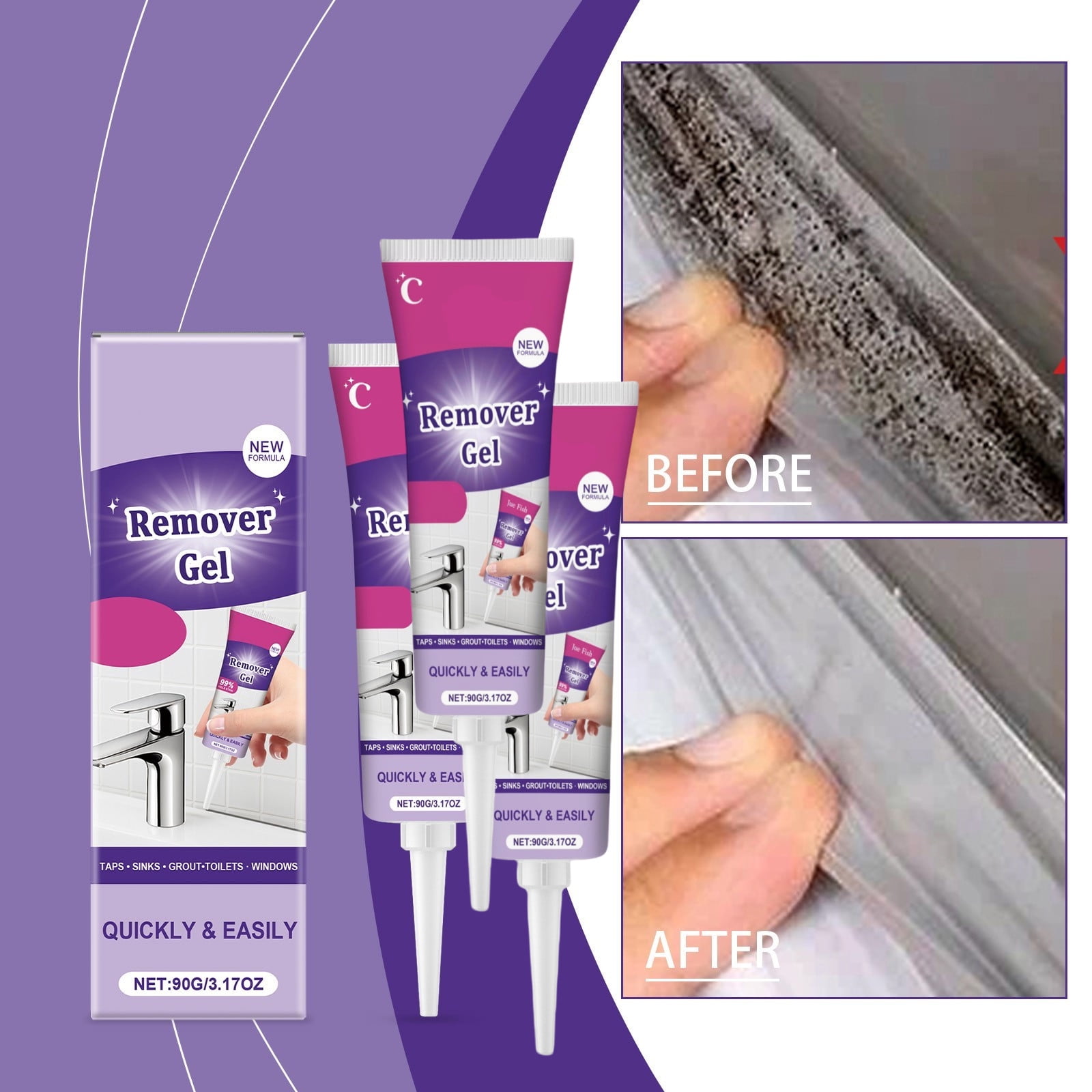 3PC Mold Stain Remover,Mold Remover Gel 99% Effective Mold Removal for ...