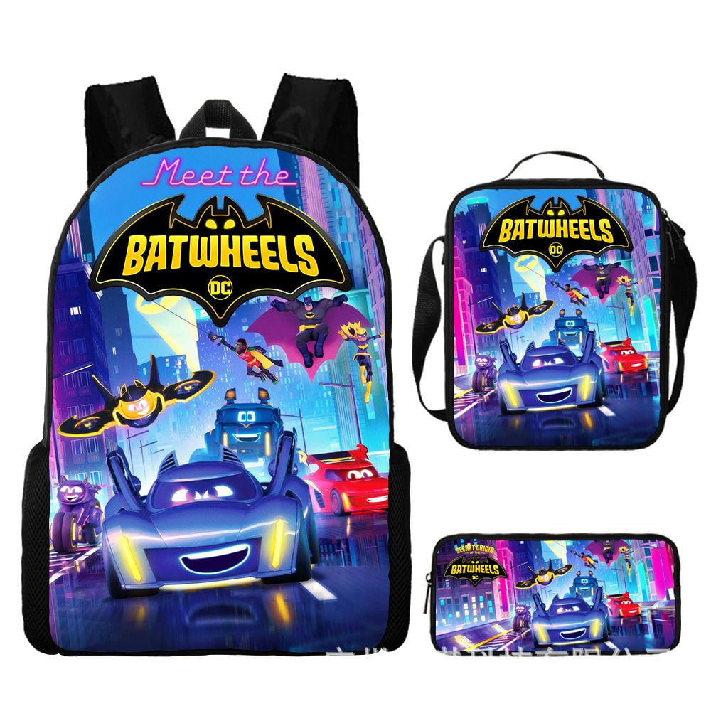 3PC New Cartoon Batwheels Backpack Large Capacity Men and Women ...