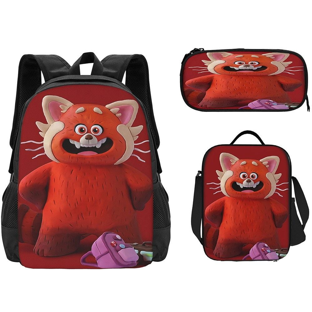 3PC New Cartoon Turning Red Backpack Large Capacity Men's and Women's ...