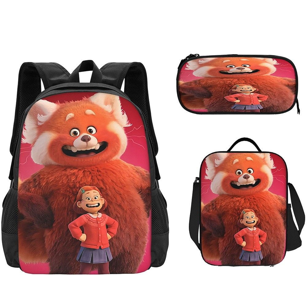 3PC New Cartoon Turning Red Backpack Large Capacity Men's and Women's ...
