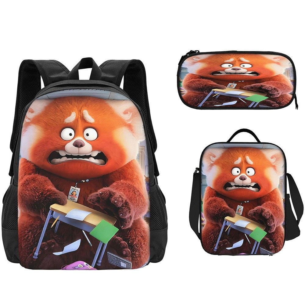 3PC New Cartoon Turning Red Backpack Large Capacity Men's and Women's ...