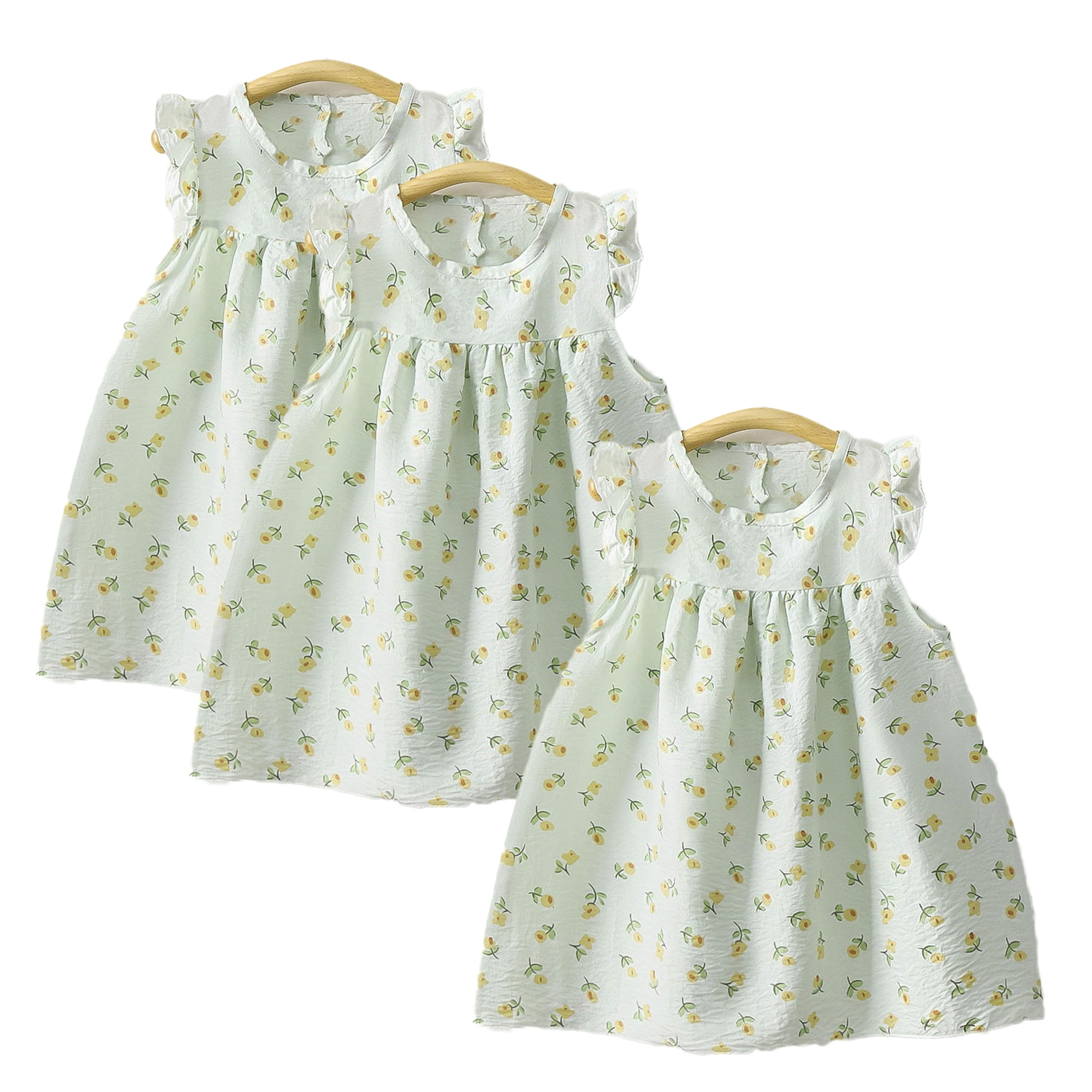 3PC Of Girl's Sleeveless Printed Dress Cute Short Princess Dress ...