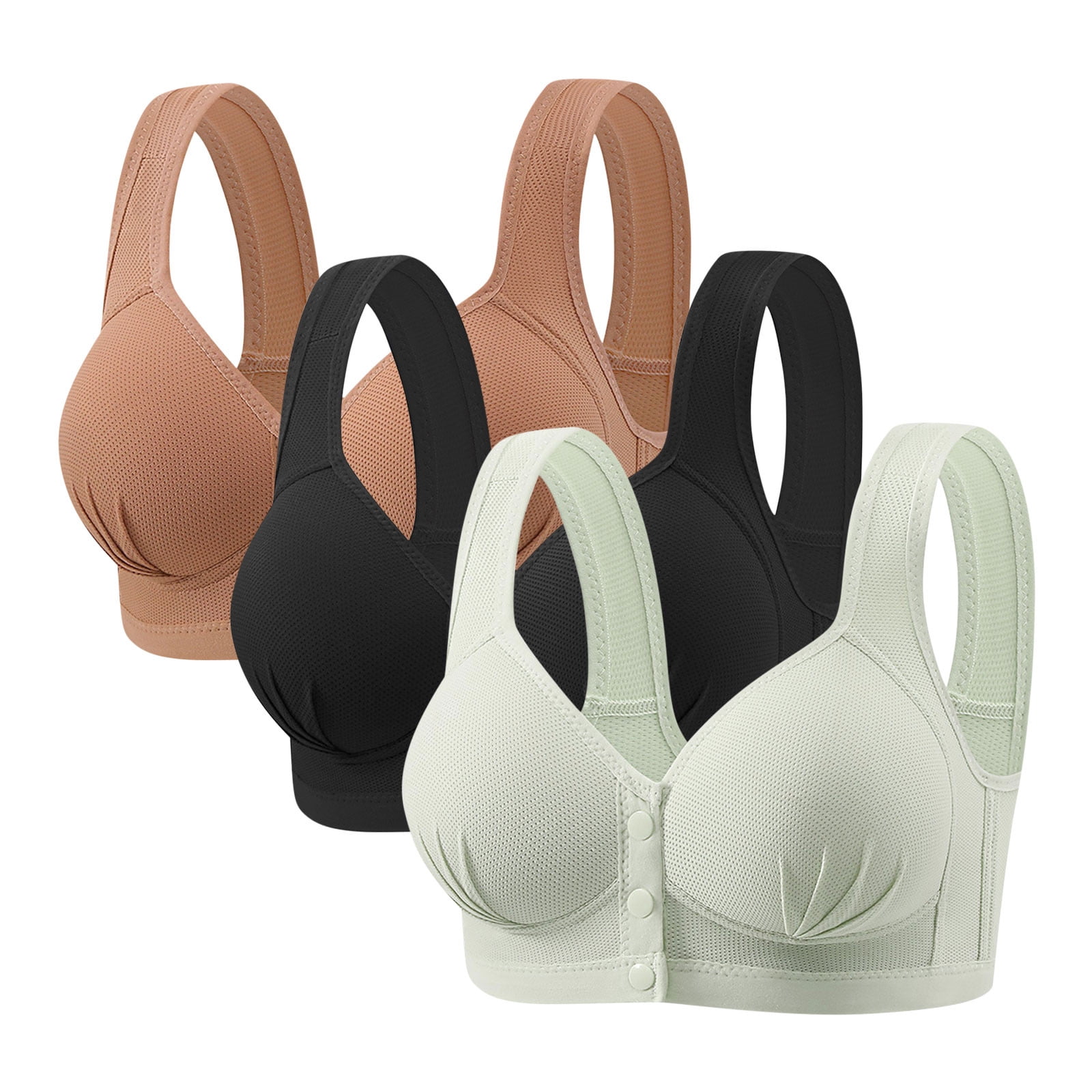 3pc Older Women Bras Mom Camisole Bra Breathable Bralette Large Bust