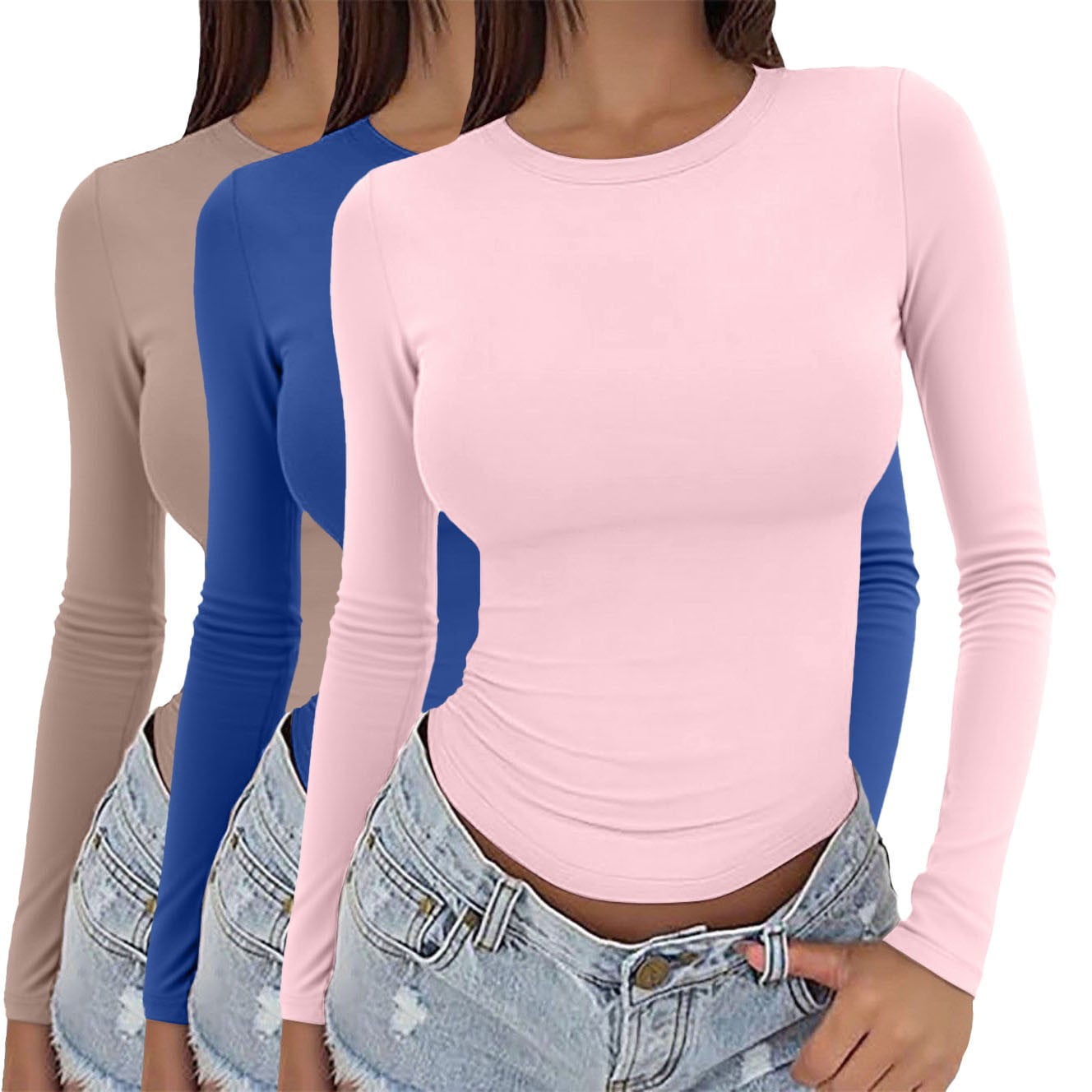 3PC Outfmvch Boat Neck Tops for Women Boho Tops for Women Long Sleeve ...