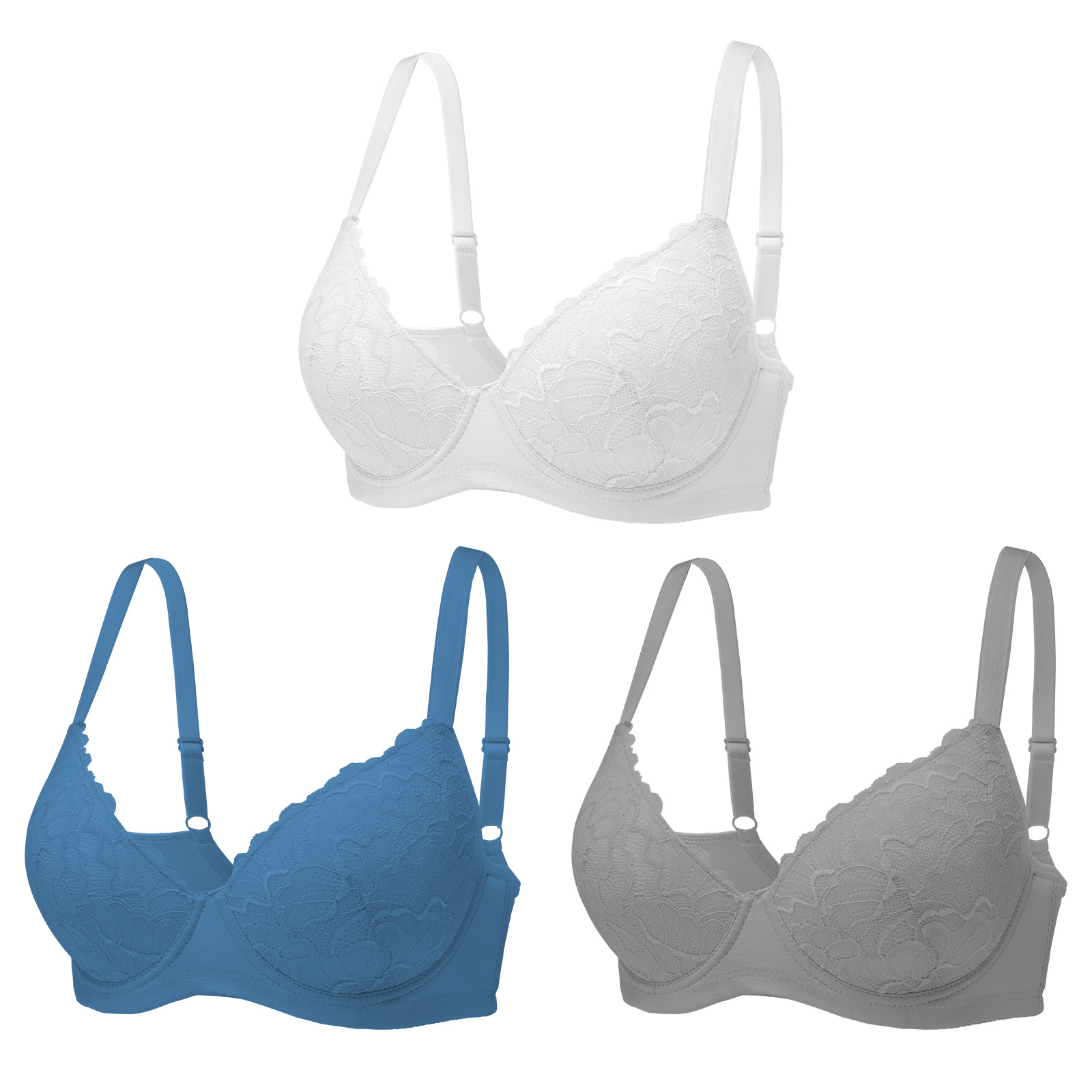 3PC Pack Women Push Up Bra Everyday Underwear Comfortable Lingerie ...