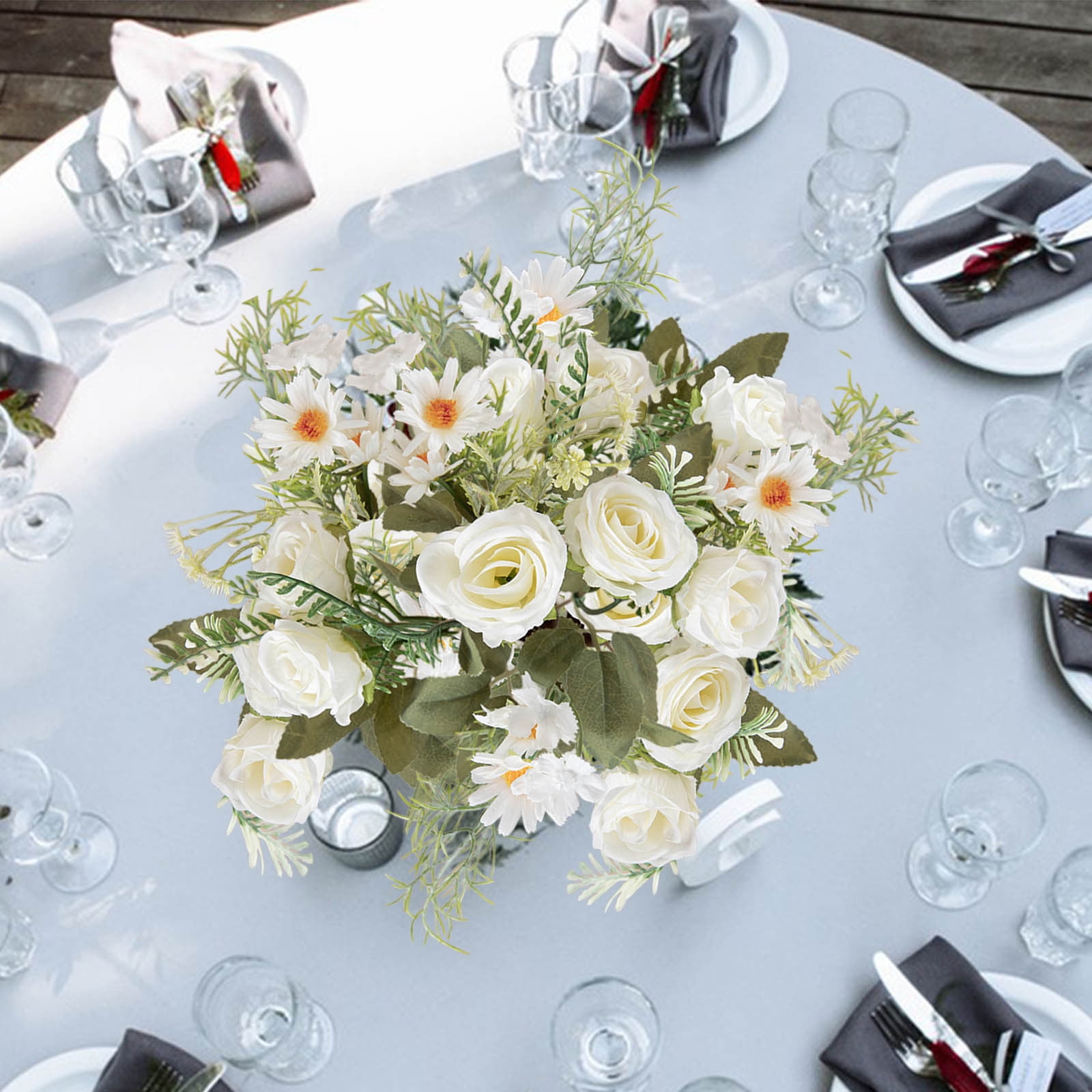 3PC Peonies Artificial Flowers, Fake Rose Silk Hydrangea Bouquet ...