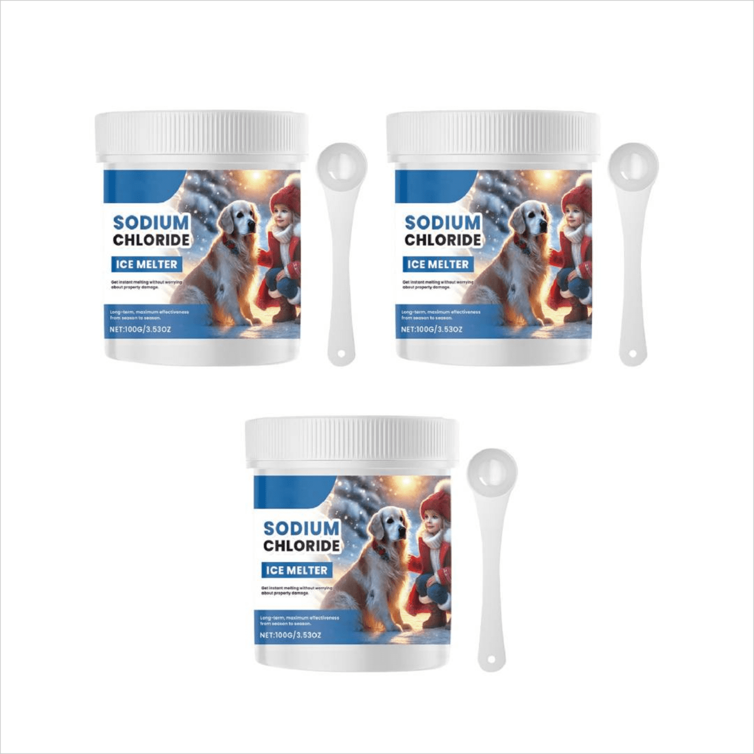 3PC Pet Safe Ice Melt -3.53oz Snow Salt Ice Melt Pet Friendly, Green ...